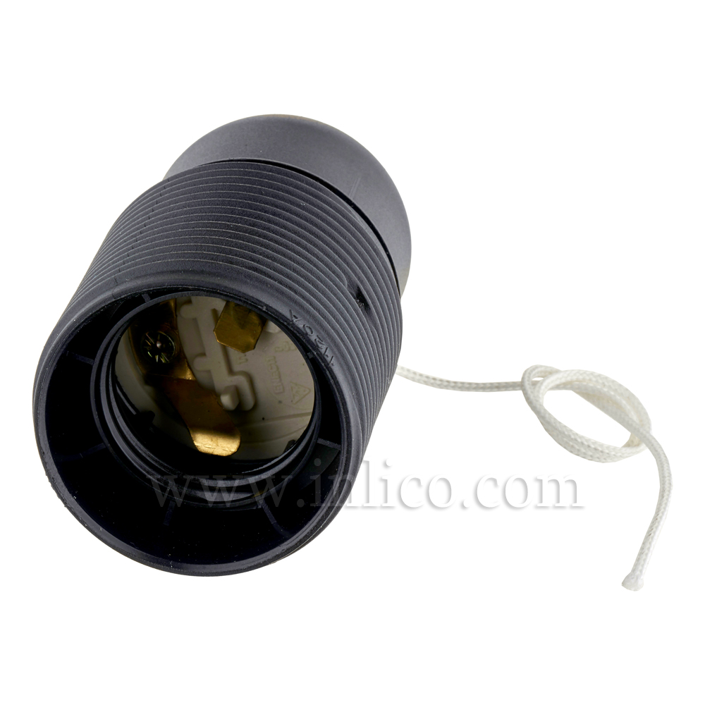 FULLY THREADED SKIRT FOR E27 PULL SWITCH LAMPHOLDER BLACK THERMOPLASTIC ...